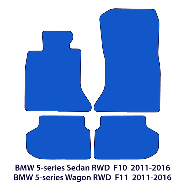 BMW 5-Series Velour Floor Mats RWD 2011-2016 – F10, F11 – 5 Logo